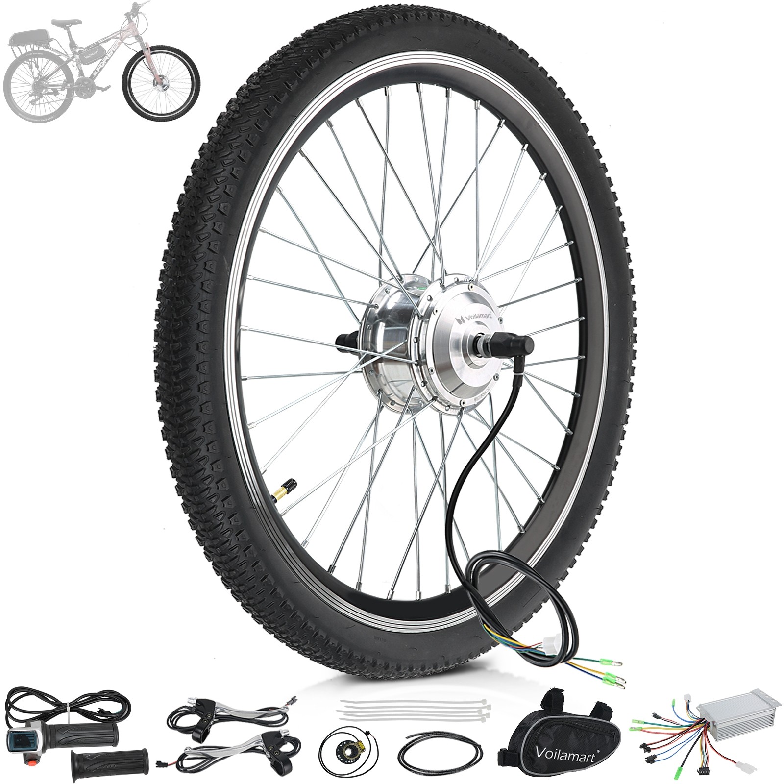Voilamart 36V 250W 26" Front Wheel Electric Bike Conversion Kit ...